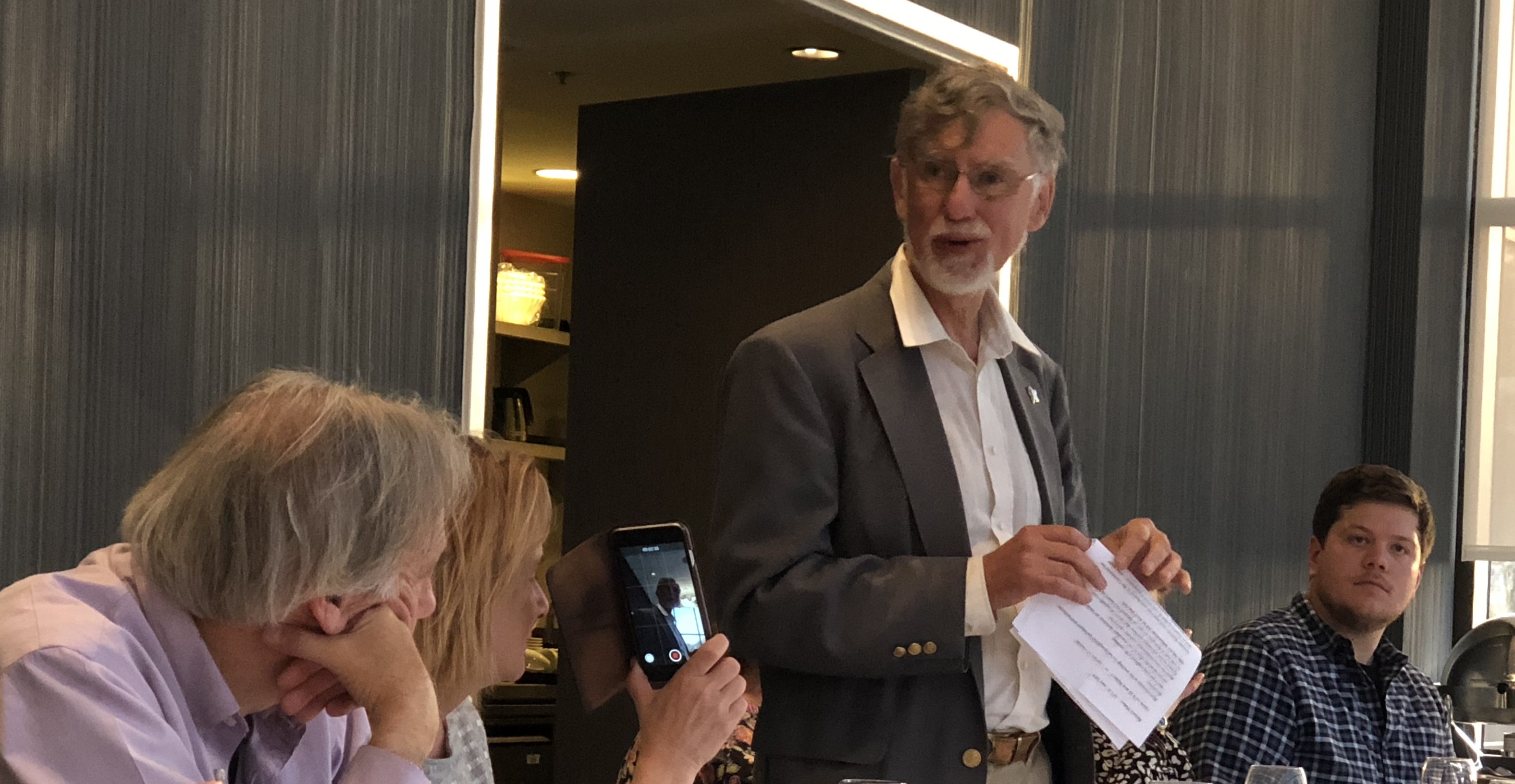 Ian Walton toasting Richard Mahon June 6 2018 | Sonya Christian's Blog